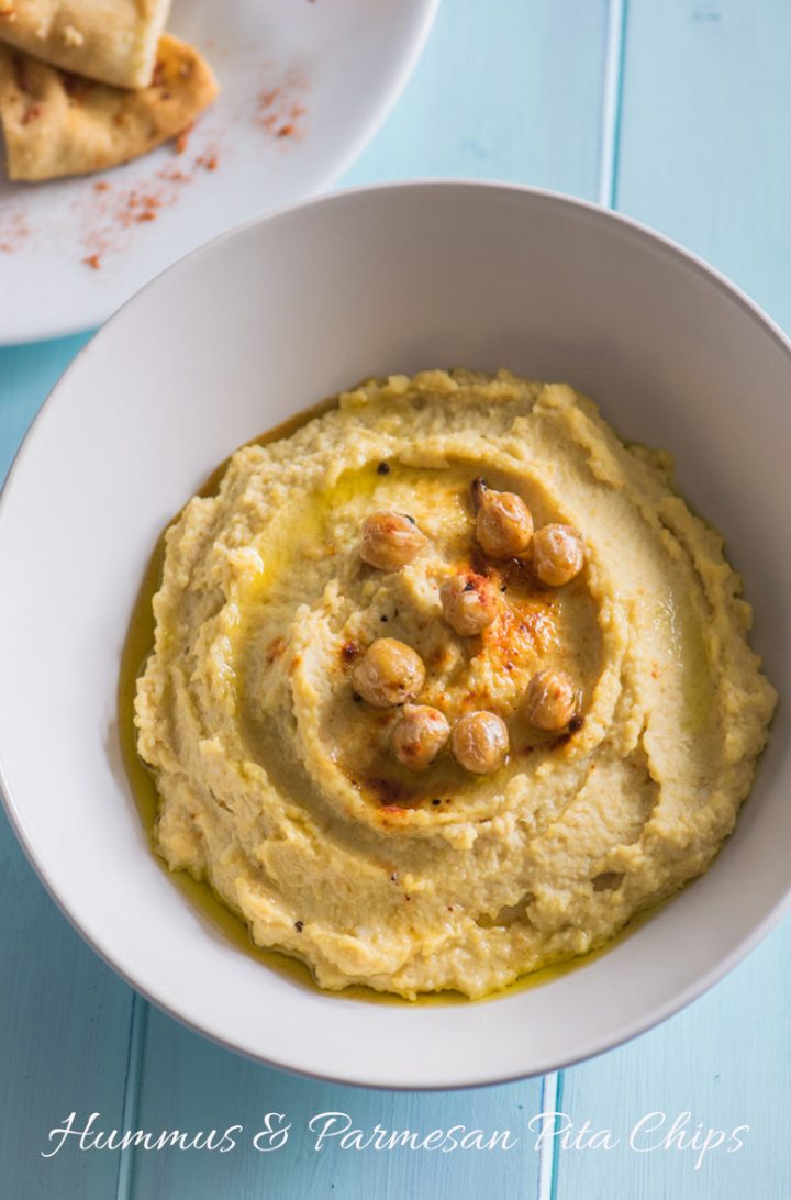 My Favorite Hummus & Parmesan Pita Chips