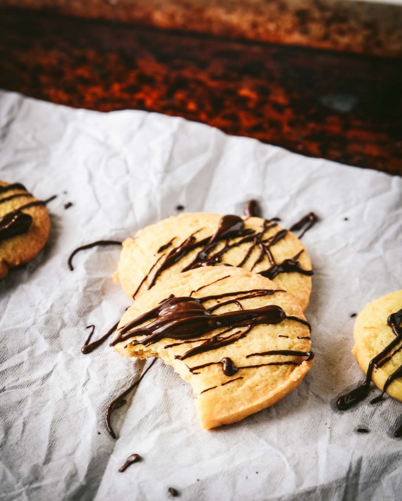 Slice & Bake Orange Crisp Cookies with Dark Chocolate Drizzle