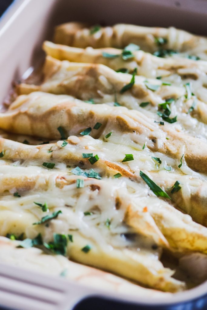 Mom's Creamy Chicken Mushroom Crepes