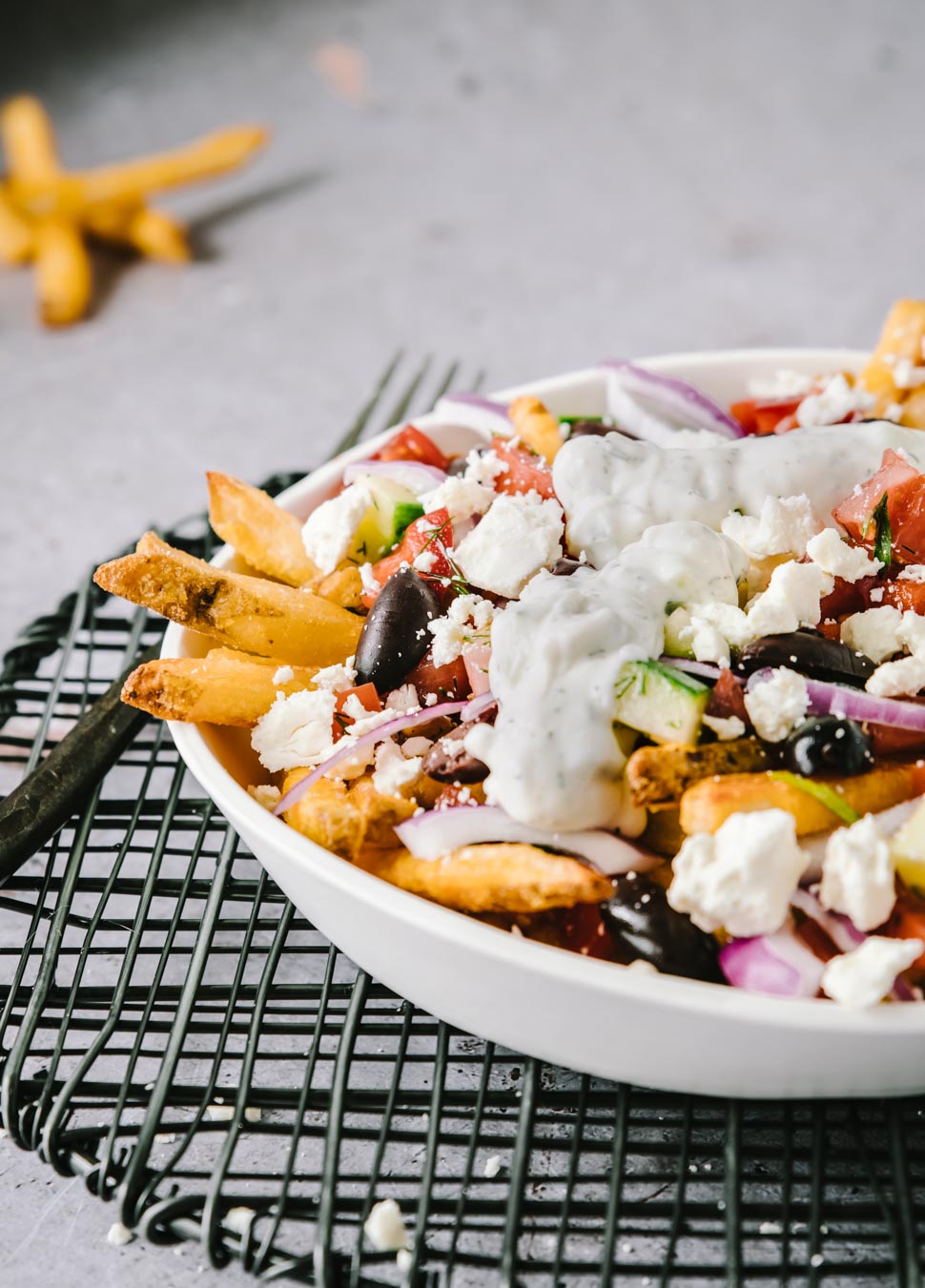 Loaded Greek Street Cart Fries - Urban Foodie Kitchen